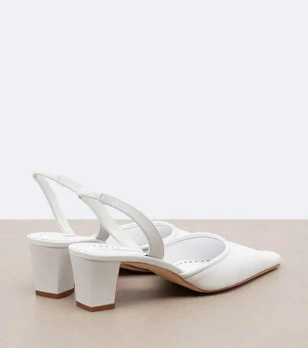 Manolo Blahnik Vendona Leather Slingback Pumps - White