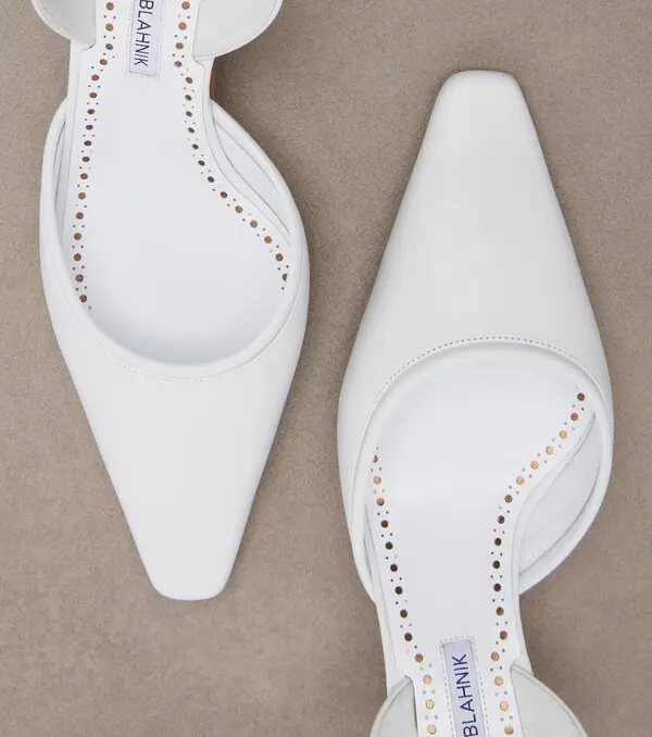 Manolo Blahnik Vendona Leather Slingback Pumps - White