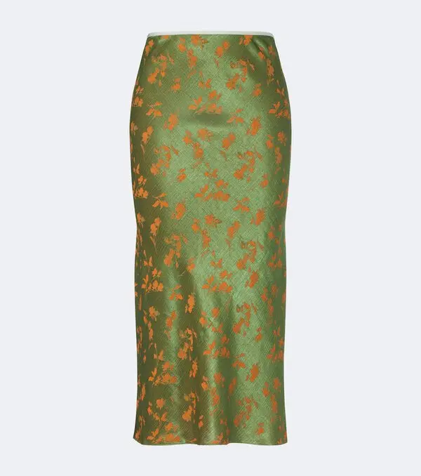 Dries Van Noten Floral Print Midi Skirt - Green
