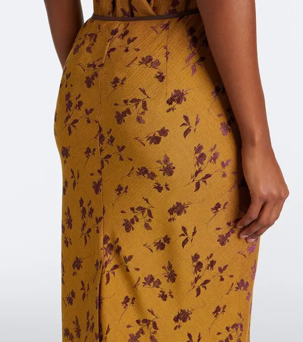 Dries Van Noten Floral Midi Skirt - Yellow