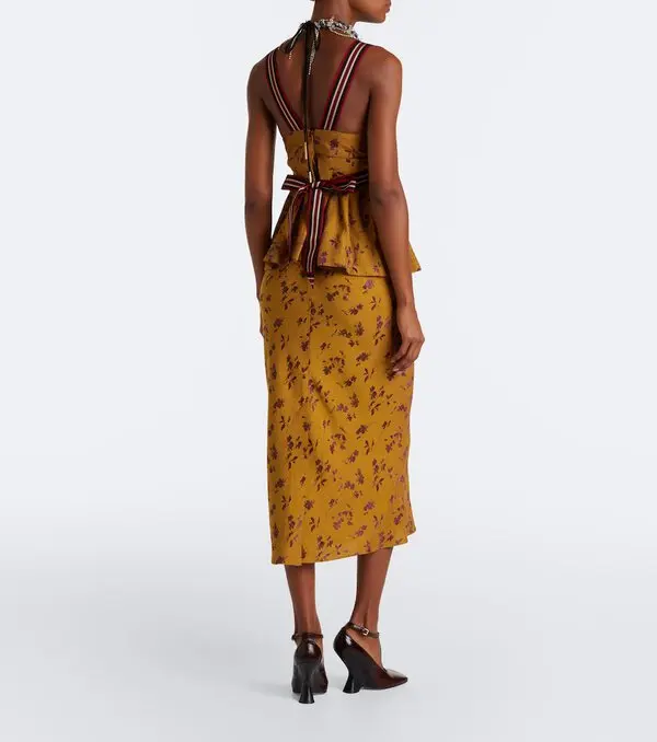 Dries Van Noten Floral Midi Skirt - Yellow