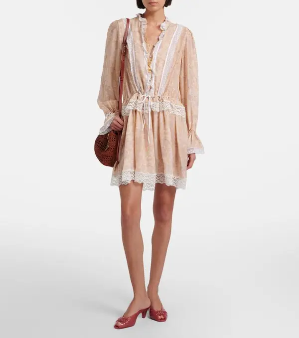 Chloé Floral Silk Charmeuse Minidress
