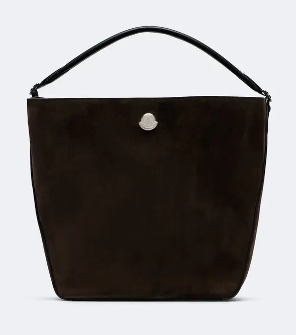Moncler Carlo Suede Shoulder Bag - Brown