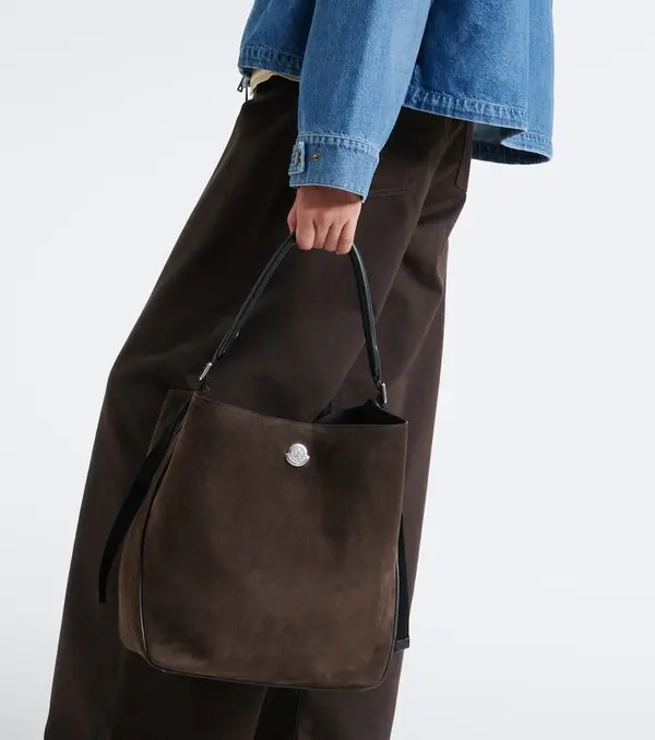 Moncler Carlo Suede Shoulder Bag
