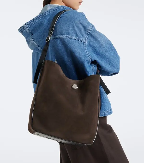 Moncler Carlo Suede Shoulder Bag