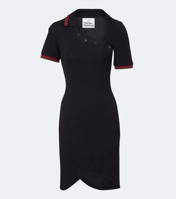 VIVIENNE WESTWOOD Asymmetrical Cotton Piqué Polo Dress - Black