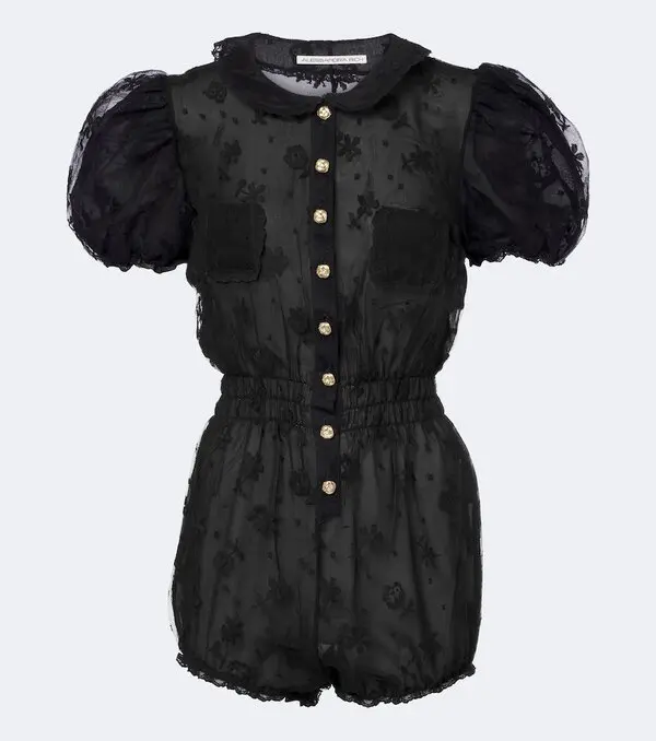 Alessandra Rich Lace Romper - Black
