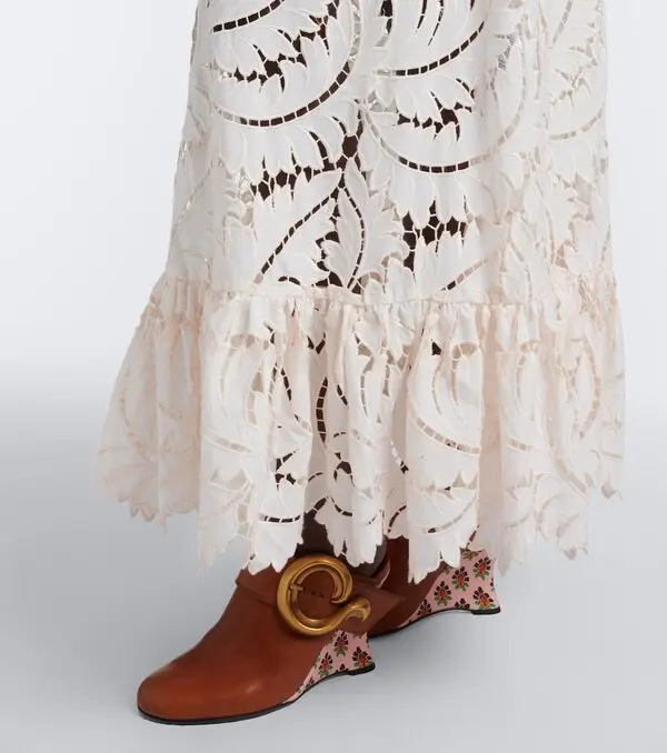 Etro Maxi Dress In Cotton Lace With Belt