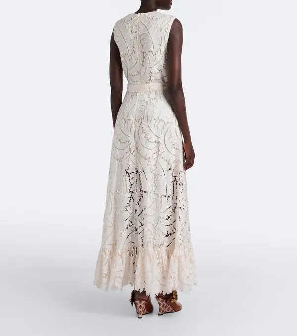 Etro Maxi Dress In Cotton Lace With Belt