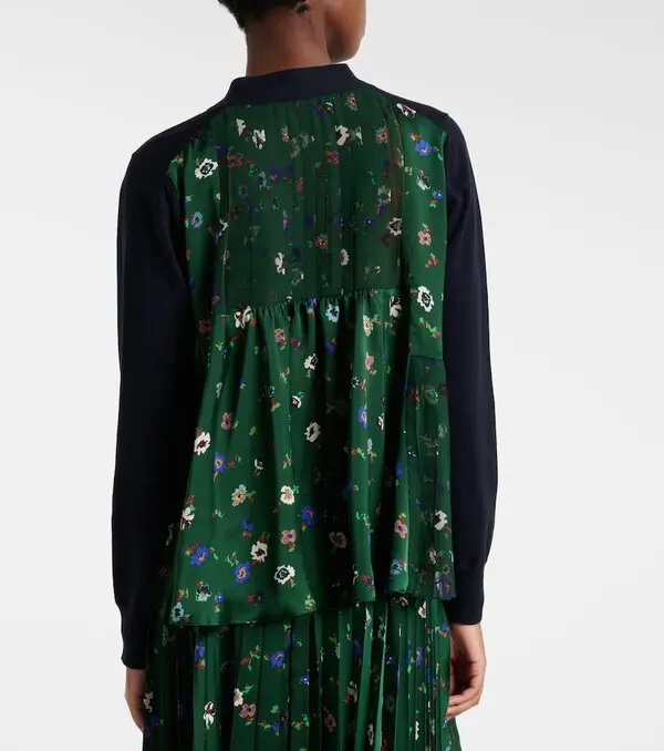 Sacai Floral Cotton Cardigan - Blue