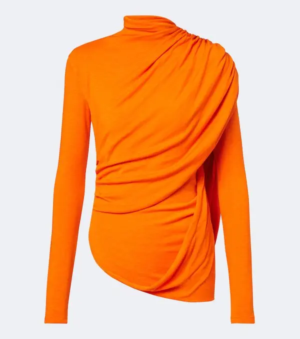 MUGLER Draped Asymmetrical Top - Orange