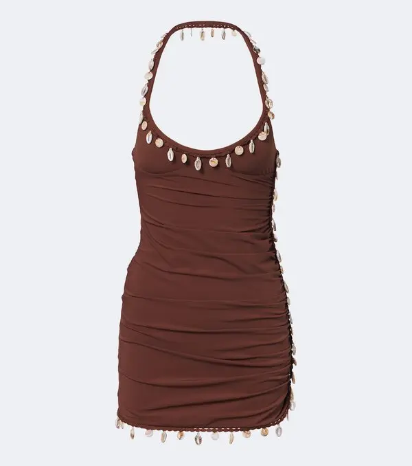 Christopher Esber Embellished Jersey Minidress - Brown