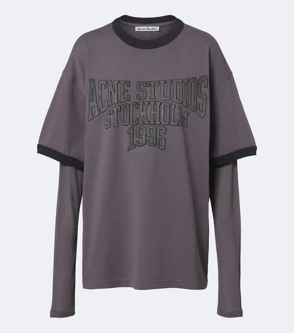 Acne Studios Layered Printed Cotton T-shirt - Grey