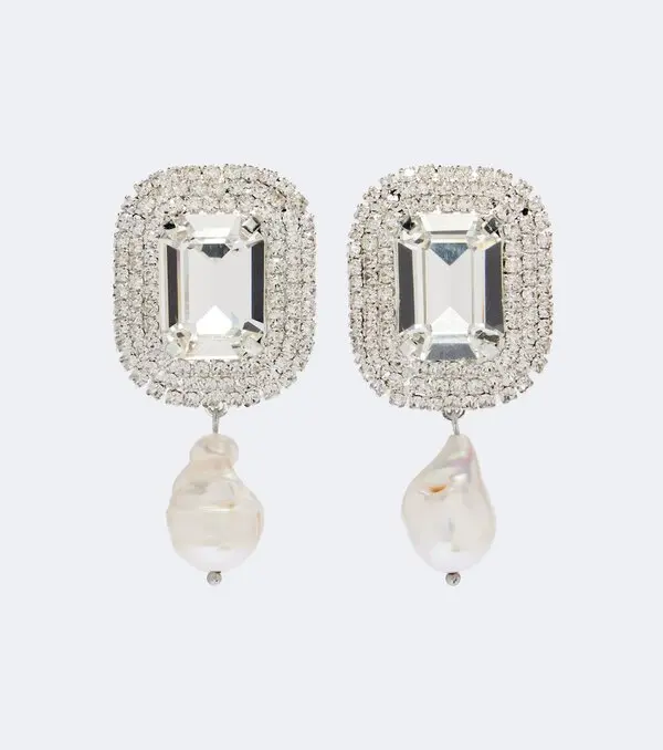 Magda Butrym Embellished Drop Earrings With Faux Pearls - Silver