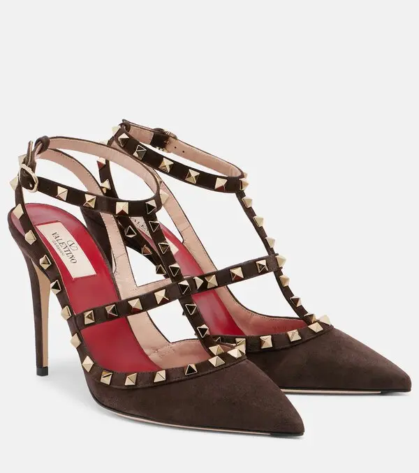Valentino Garavani Rockstud Suede Pumps - Brown