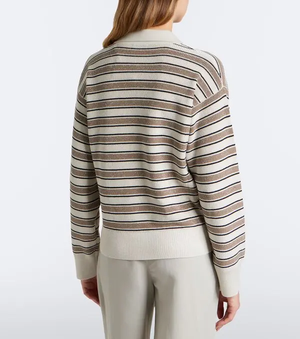 Brunello Cucinelli Striped Cotton-blend Polo Sweater