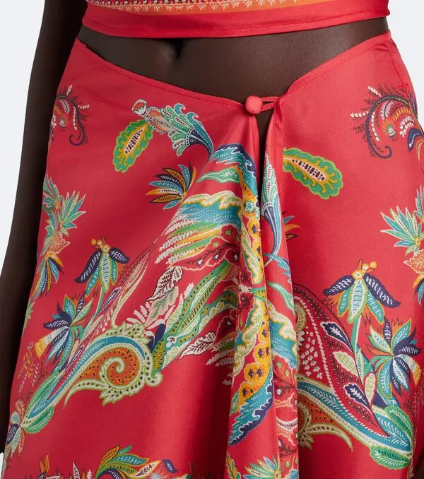 Etro Paisley Asymmetric Silk Twill Miniskirt