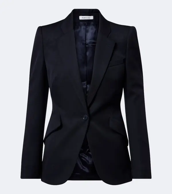 Alexander McQueen Single-breasted Wool Blazer - Blue