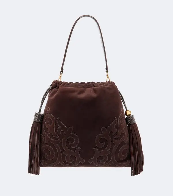 Etro Kalispera Medium Suede Shoulder Bag - Brown