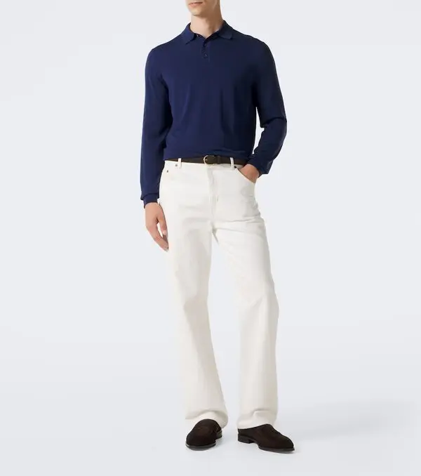 SLOWEAR Wool-blend Polo Sweater - Blue