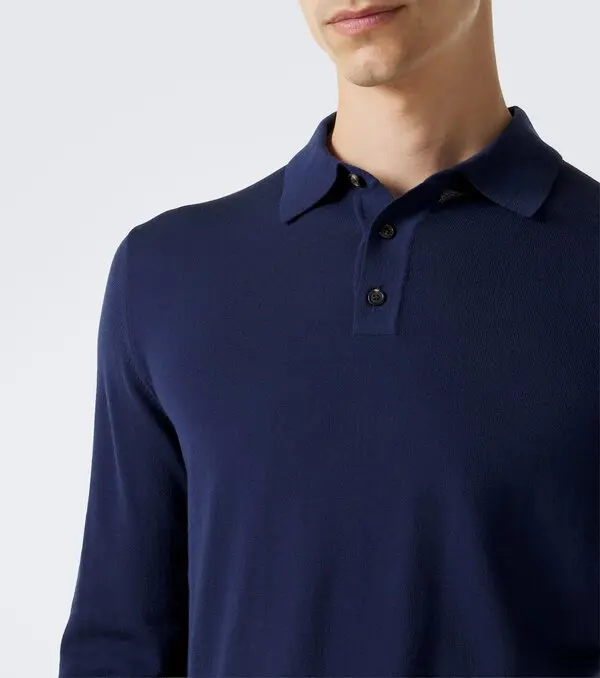 SLOWEAR Wool-blend Polo Sweater - Blue