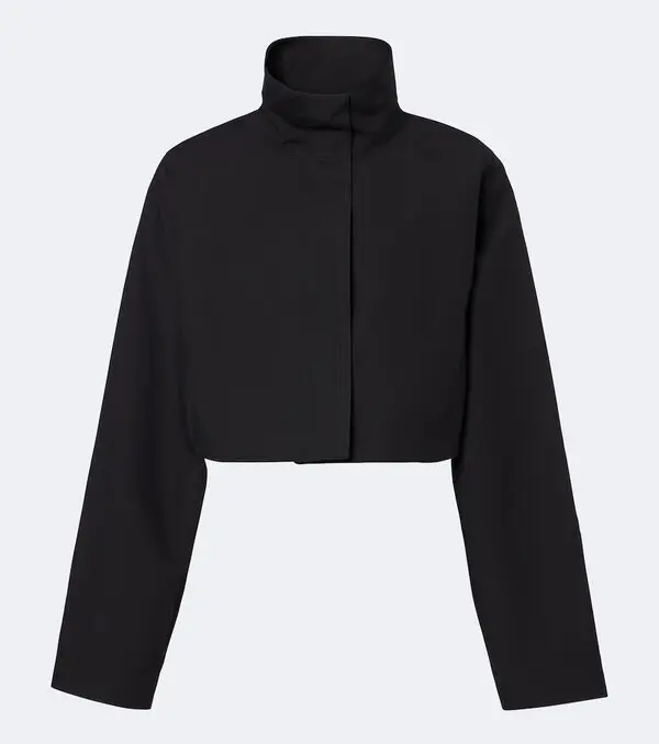 Alaïa Cropped Cotton And Silk Jacket - Black