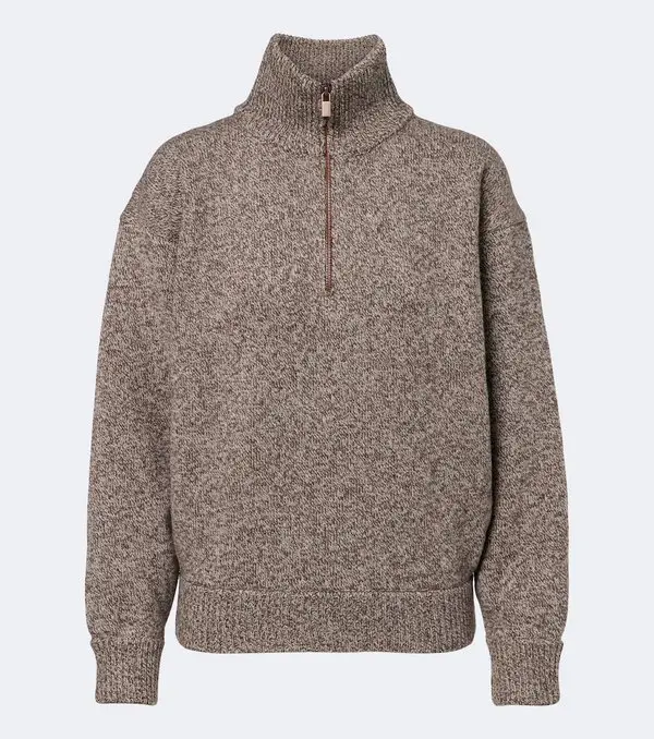 Magda Butrym Wool Knit Sweater With Detachable Shoulder Pads - Brown