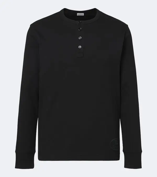 Burberry Cotton Henley Shirt - Black