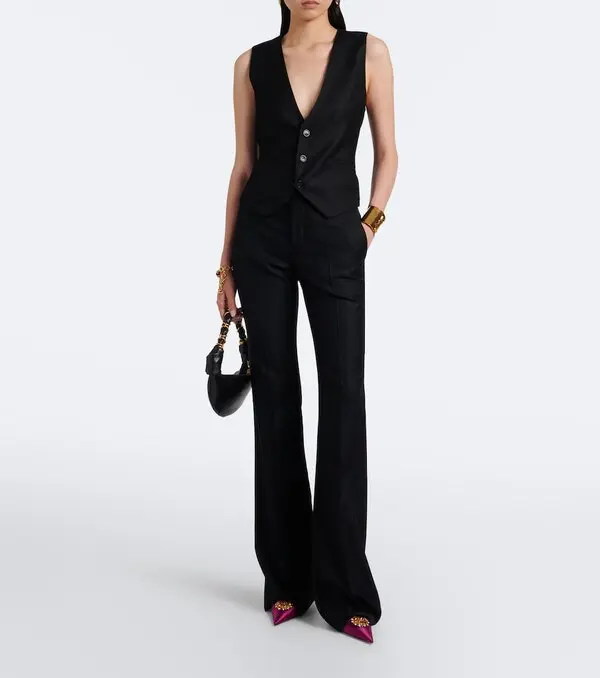 Saint Laurent Cosmo Embellished Satin Crêpe Mules - Purple