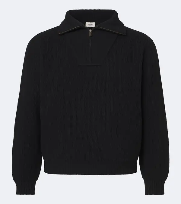 Saint Laurent Ribbed Wool Half-zip Sweater - Black