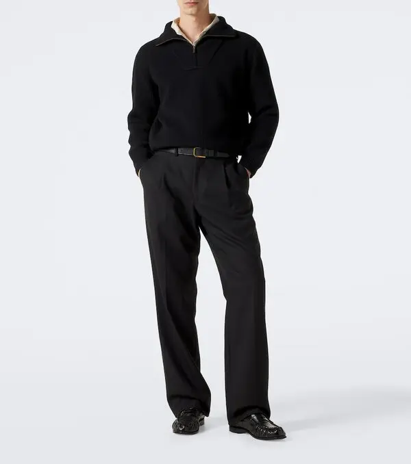 Saint Laurent Ribbed Wool Half-zip Sweater