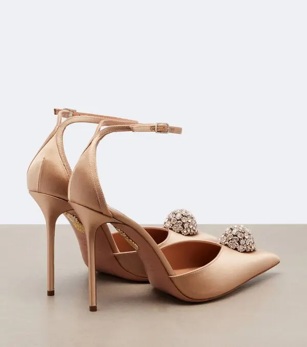 AQUAZZURA Drop Embellished Satin Slingback Pumps