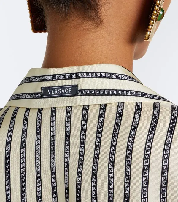 Versace Meandros Striped Silk Twill Shirt