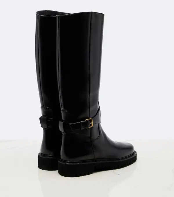 Valentino Garavani Vlogo Leather Knee-high Boots