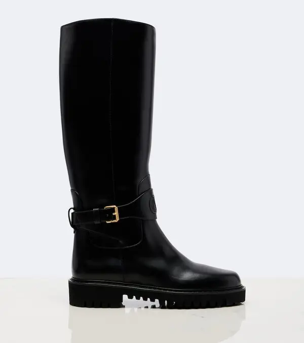Valentino Garavani Vlogo Leather Knee-high Boots