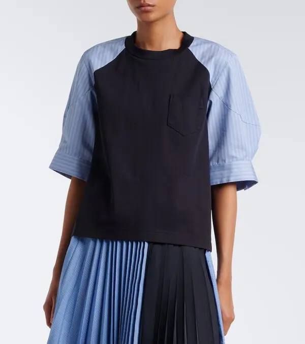 Sacai Striped Cotton T-shirt