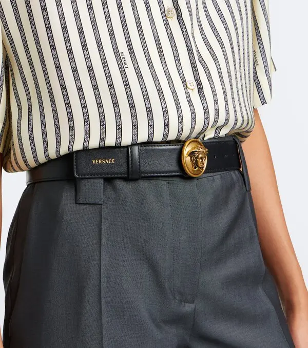 Versace Medusa Leather Belt - Black
