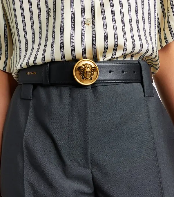 Versace Medusa Leather Belt - Black