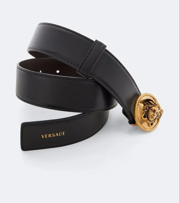 Versace Medusa Leather Belt - Black