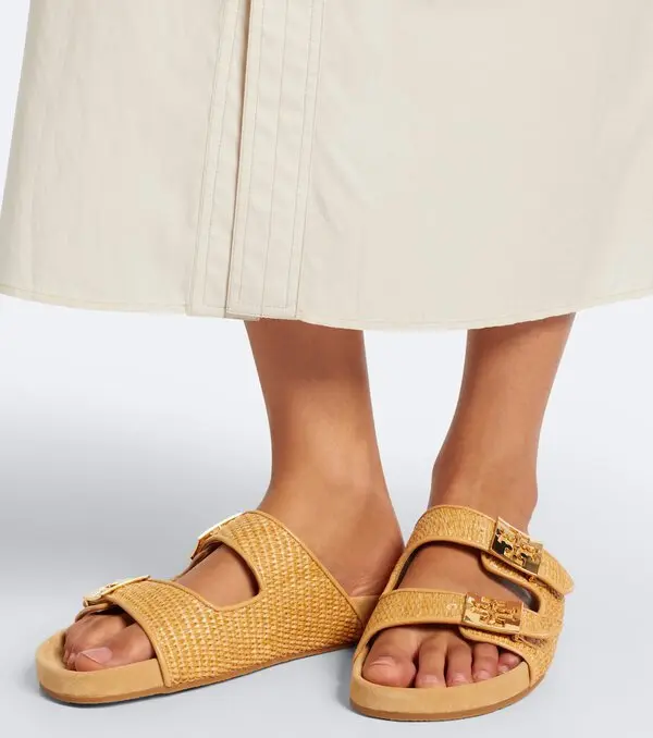 Tory Burch Mellow Raffia-effect Slides