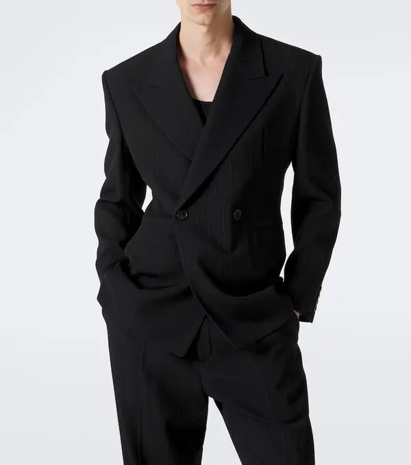 Saint Laurent Chalk Stripe Wool-blend Grain De Poudre Blazer