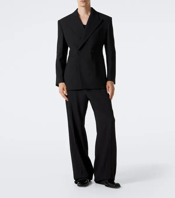 Saint Laurent Chalk Stripe Wool-blend Grain De Poudre Blazer
