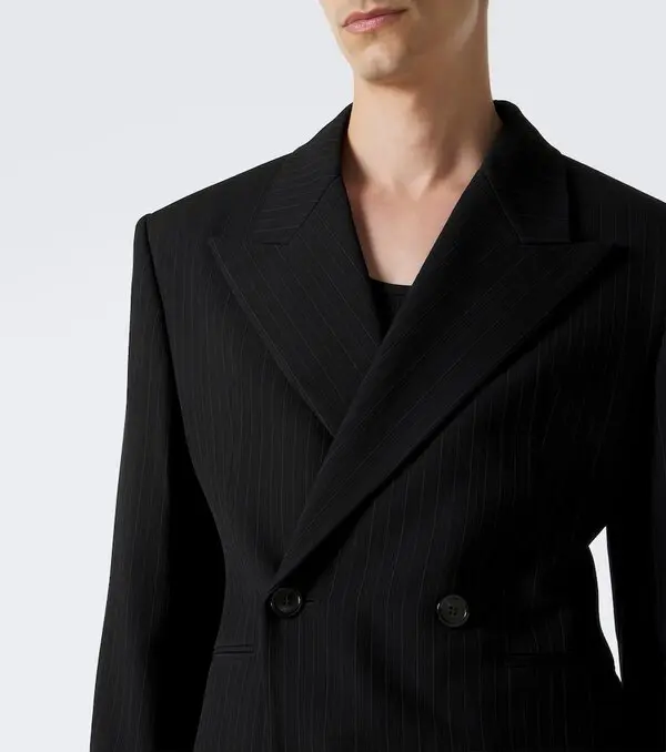 Saint Laurent Chalk Stripe Wool-blend Grain De Poudre Blazer