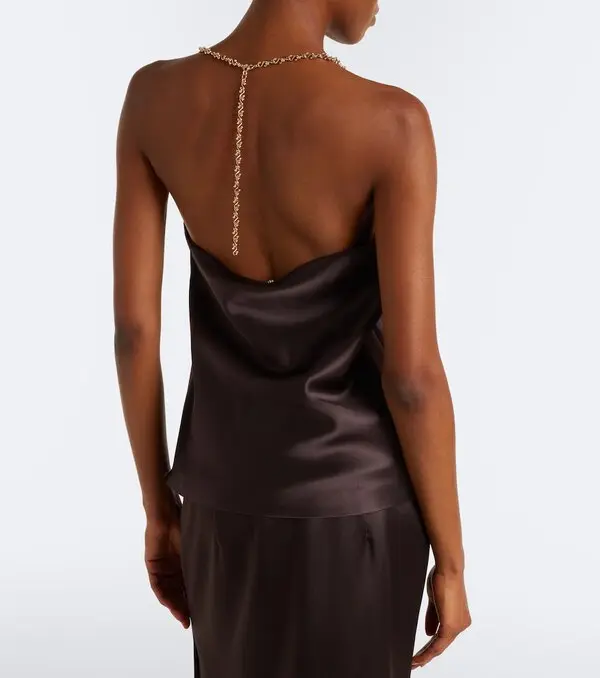 Sportmax Satin Halterneck Top - Brown