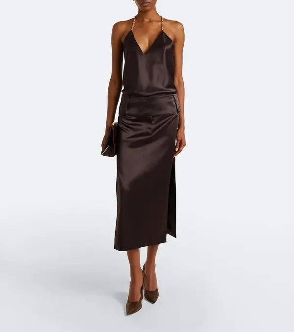 Sportmax Satin Halterneck Top - Brown