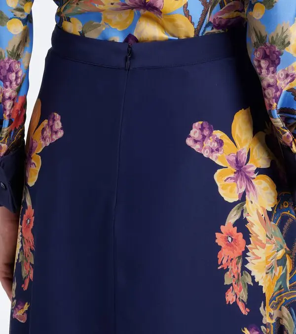 Etro Floral Silk Cr�pe De Chine Maxi Skirt