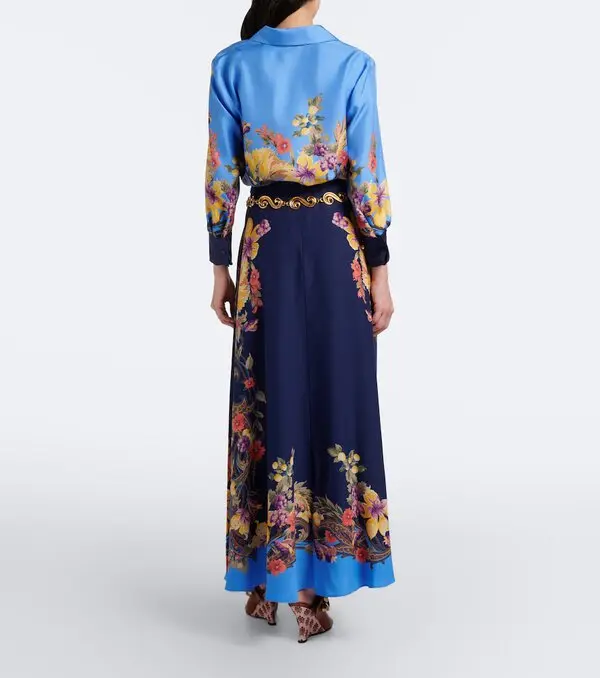 Etro Floral Silk Cr�pe De Chine Maxi Skirt