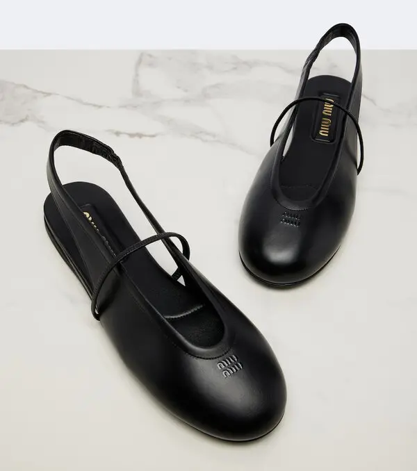 Miu Miu Leather Slingback Flats