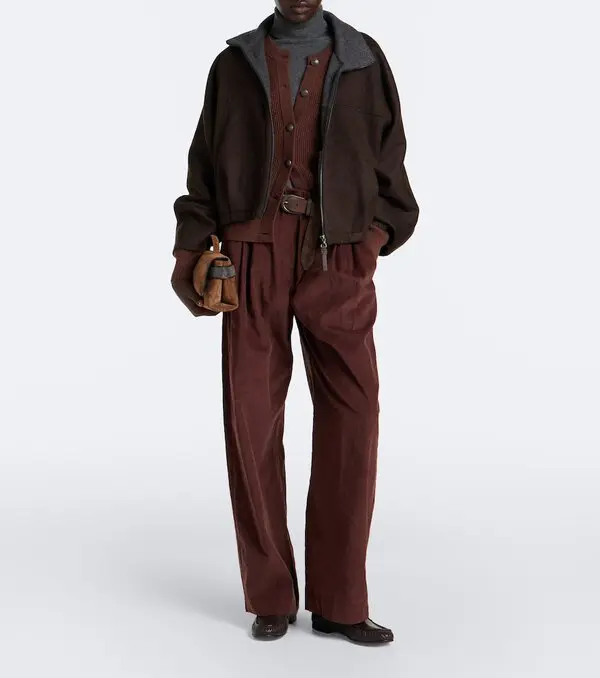 Brunello Cucinelli Monili Corduroy Wide-leg Pants - Brown