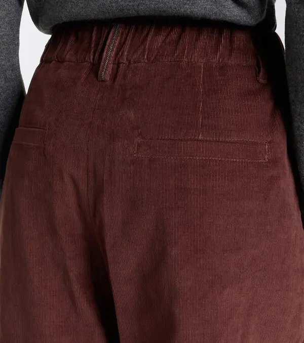 Brunello Cucinelli Monili Corduroy Wide-leg Pants - Brown